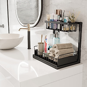 Floridy Under Sink Organizer, Pull Out Under Sink Organizers and Storage l Shaped, Under the Sink Organizer Bathroom Kitchen Cabinet Organizer Shelf and Storage