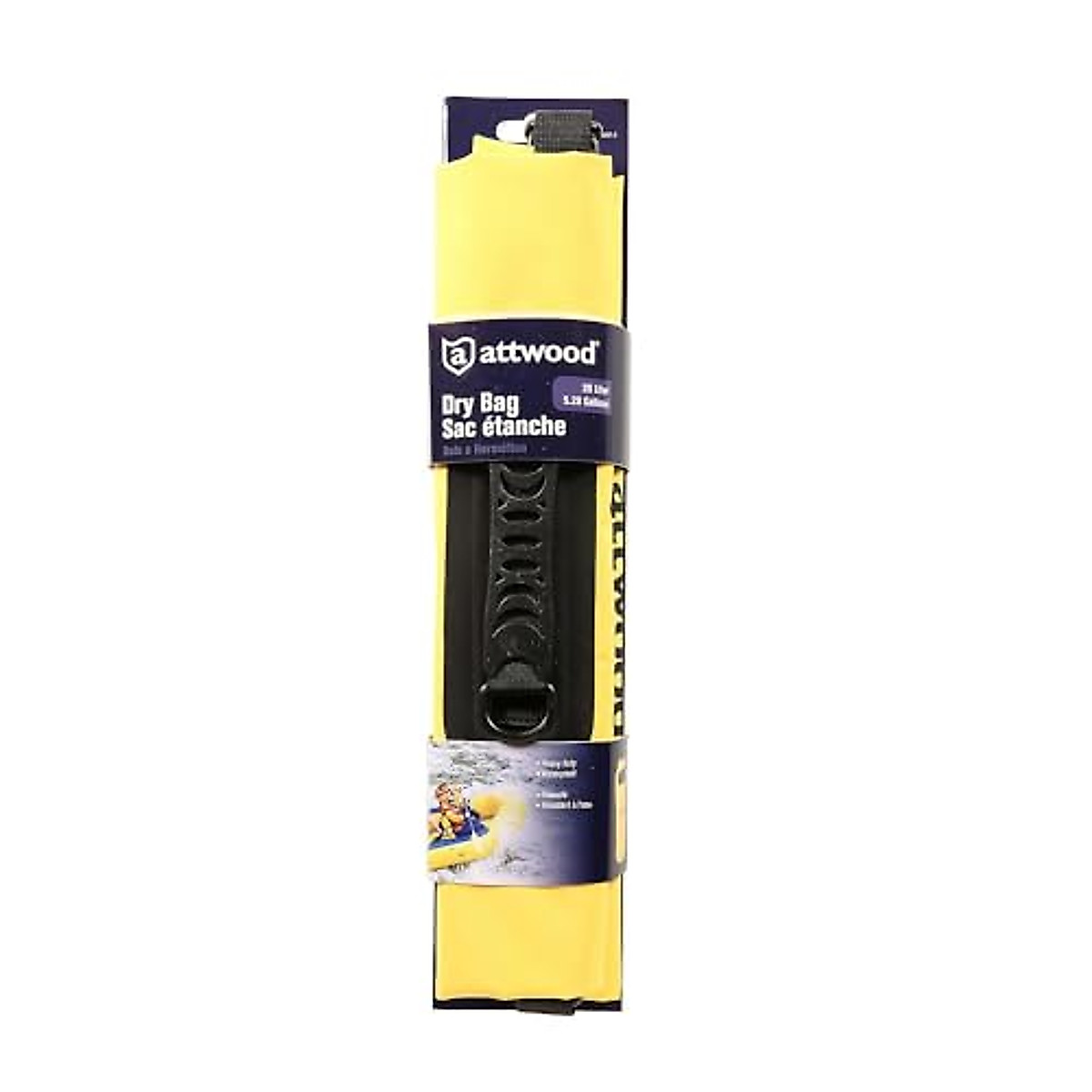 Attwood 11897-2 20 Liter Dry Bag Roll Top for Boating, Kayaking, Camping, Swimming, and Fishing, Yellow