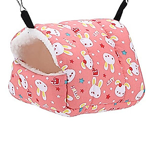 nwejron Small Pet Hanging Hammock, Hamster Winter Warm Bed Comfortable with Fixed Accessories for Hedgehogs for Guinea Pigs for Hamsters for Gerbils for Parrots(8 * 8, Cartoon Fan)