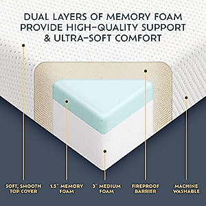 Heyward Premium Memory Foam Sofa Bed Replacement Mattress for Full Size Sleeper | 4.5” Inch | CertiPUR-US Certified | Washable Material w/Non-Slip Base | 73”L x 52”W x 4.5”H