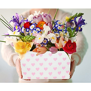 HKEC Rectangle Pink Heart Gift Basket,Girl Storage Basket,Pink Easter Basket,Kids Toys Bin for Playroom Bedroom,Room Decor,Books Shelf Baskets（Pink Heart