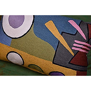 Kashmir Designs Lumbar Kandinsky Abstract Pillow Cover - Soul | Modern Throw Pillows | Modern Chair Cushion | Contemporary Pillow | Farmhouse Pillows | Modern Couch Pillow | Handmade Wool Size 14x20