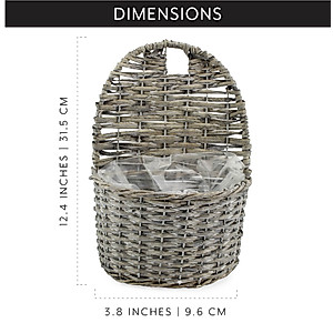 AuldHome Wall Pocket Baskets (2-Pack, Gray Washed); Hanging Flower Door Baskets