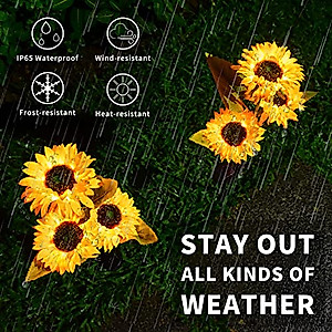 SUWEAZC Sunflower Solar Lights 2 Pack Upgraded Solar Garden Lights LED with 6 Sunflowers Outdoor Waterproof Decorative Solar Flower Lights for Patio Lawn Yard Pathway