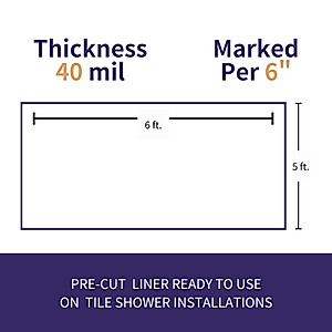 SINGFORM 40 mil Thickness 5' x 6' Shower Pan Liner | PVC Waterproofing Membrane Shower Pan & Base Sheet for Bathroom and Kitchen, Utra Durable, Grey