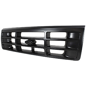 Evan Fischer Grille Assembly Compatible With 1992-1996 Ford Bronco, Fits 1992-1996 Ford F-150 Painted Black Shell and Insert Plastic Grille