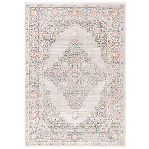 SAFAVIEH Shivan Collection 5'3" x 7'6" Grey / Rose SHV726F Shabby Chic Medallion Distressed Non-Shedding Living Room Bedroom Dining Home Office Area Rug