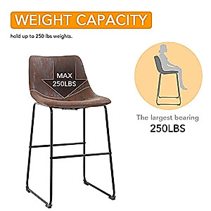 FDW Fashion Barstools,Bar stools Set of 2 Bar Stool Counter Height bar stools Chairs Kitchen Stools with Back Island Chairs for Kitchen/Dining Room,Brown (37Inch)