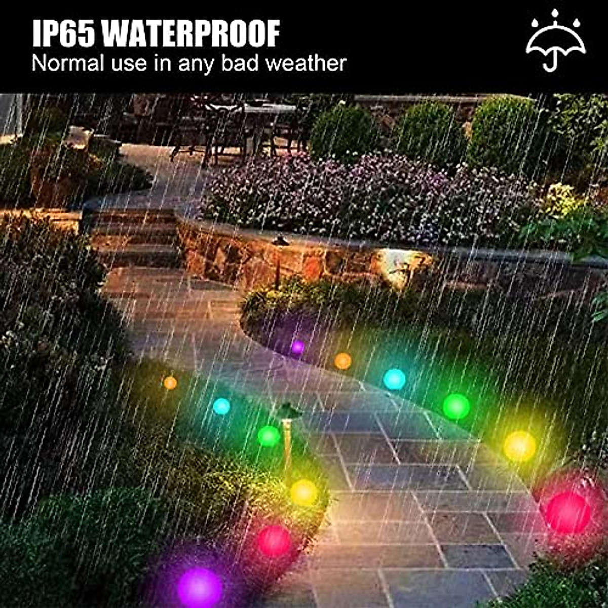 Solar Garden Lights RGB Landscape Pathway Walkway Lights Outdoor Solar Landscape Path Lights,Operated Hanging Waterproof String Light with Remote, Christmas Decoration Lights for Home Holiday Patio