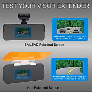 SAILEAD Sun Visor for Car - Polarized, Universal Car Visor Extender Sun Blocker, Sunglass Holder for Car Visor, Sunglasses Clip - Protects from Sun Glare, Snow Blindness and UV Rays