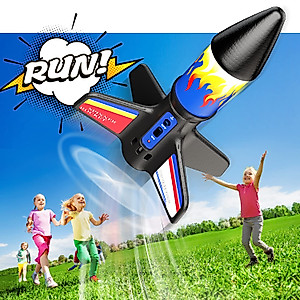 lakebyin Rocket Launcher for Kids - Electric Flying Model Rocket with Parachute Recovery - Eco-Friendly Rocket Toy with Unlimited Re-Launch - Great Birthday Gift