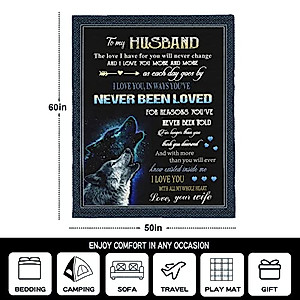 CHENIZEG to My Husband Blanket Birthday Gift from Wife Ultra-Soft Romantic Present Anniversary Blankets for Couch Sofa Bed Living Room 60"x50"