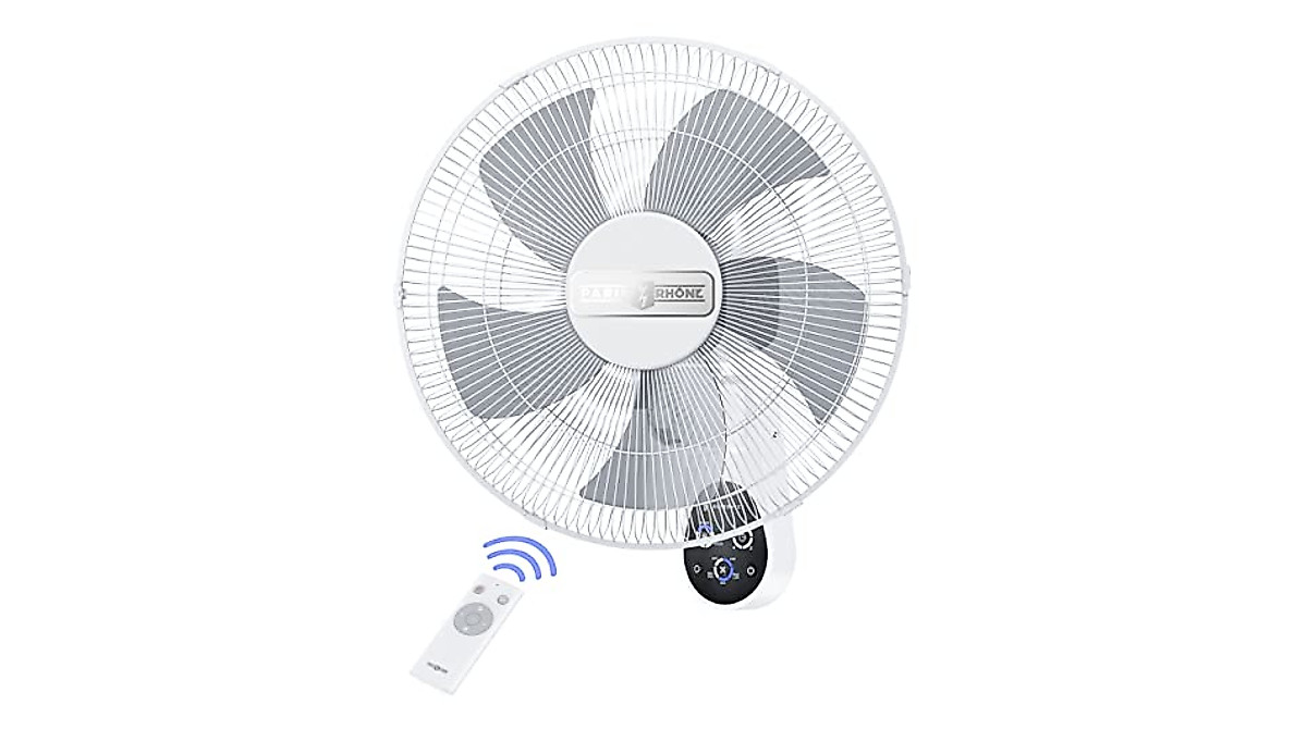 Quiet 16-Inch Wall Fan with Remote Control by PARIS RHÔNE