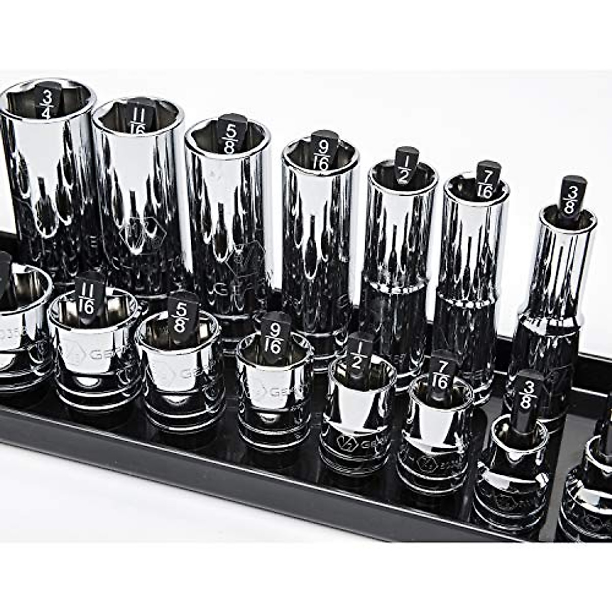 GEARWRENCH 3 Pc. 1/4", 3/8" & 1/2" Drive SAE Socket Storage Tray Set, Black - 83118