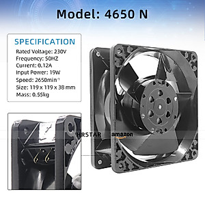 HRSTAR for ebmpapst 4650N AC 230v 120 X120 X38MM All Metal High Temperature Resistant Axial Cooling Fan