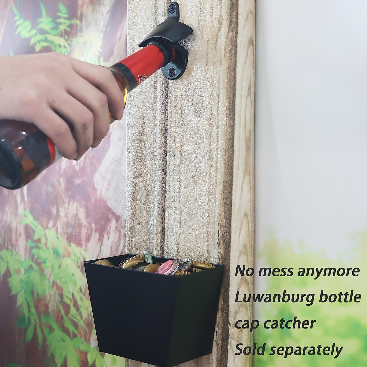 Luwanburg Stainless Wall Mount Beer Bottle Opener Screw in Bottle Cap Opener Black