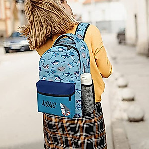 Mrokouay Custom Kid Backpack Cute Shark Personalized School Bookbag with Your Name, Customization Casual Bookbags for Student Girls Boys