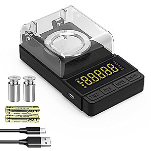 MAXUS Digital Milligram Scale 50g/0.001g, Compact Mg Scale with 20g Calibration Weight, Black Powder Scale for Reloading, Includes a Scoop, a Powder Pan and Tweezers