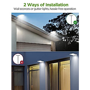 InnoGear Solar Outdoor Lights, 80 LEDs Solar Motion Sensor Lights with 4 Working Modes Solar Wall Lights IP65 Waterproof 450 Lumens Solar Gutter Lights for Front Door, Yard, Garage, Pack of 2