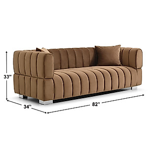 Woodpecker's Inc Luna Luxurious Velvet Sofa (Brown)