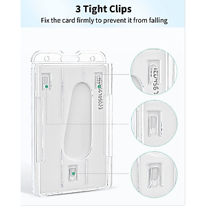 Pawfly Vertical 2-Card Badge Holder with Thumb Slot Hard Transparent PC Case Protector for Office School IDs Credit Cards Driver’s Licenses and Passes, 2 Pack