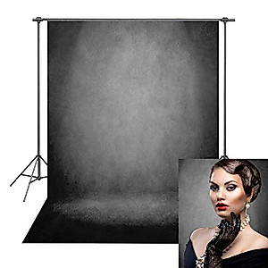 Black Abstract Portrait Backdrop Black Gray Solid Color Photography Background Adult Professional Portrait Studio Booth Props 5x7FT