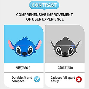 Alquar for Beats Studio Buds Case, Stitch 3D Cute Cartoon Anime Soft Silicone Skin Protector Cover 5in1 Accessories Set with Keychain/Cartoon Ring/Anti-Lost Rope and Brush for Beats Studio Buds