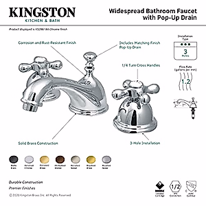 Kingston Brass KS3966AX Restoration Widespread Bathroom Faucet, Polished Nickel, 6.5 x 3.5 x 3.06