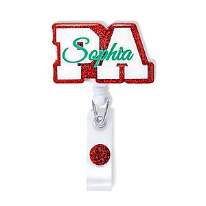 Custom Retractable Cute Name PA LAB LPN TECH MD RMA BSN EMT CNA LVN RN ID Badge Reels Holder for Nurse Coworkers Employee Hospital Doctor