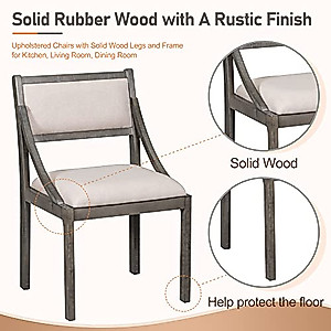 Merax (Gray Farmhouse 4-Piece Wooden Upholstered Cushion for Kitchen Dining Living Room, Set of 4, Table Set-4 Chairs