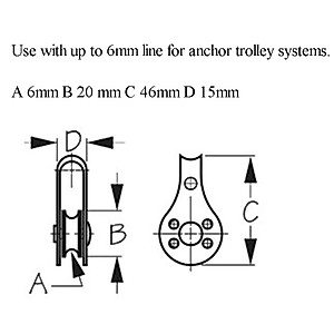 H2o 316 Stainless Steel Marine Grade Kayak Light Use Marine Pulley (NOT for LIFTING)