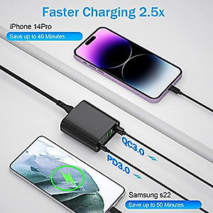 USB C Charger,100W 6 Port USB C Charging Station with 3 USB C Ports and 3 QC USB A Ports, Portable PD Fast USB C Wall Charger for iPhone 14/13/12/11/Airpod/Pro/iPad/iWatch/Galaxy/Google Pixel and More