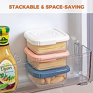AONUOWE 2Pcs Cheese Container For Fridge Square Sliced Cheese Holder Clear Food Organizer with Lid Cheese Keeper (White)