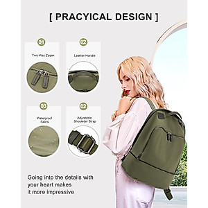 VENATIN Gym Backpack for Women Waterproof Small Gym Bag With Shoe Compartment Sports Essentials Backpack with Wet Dry Pocket,Green…