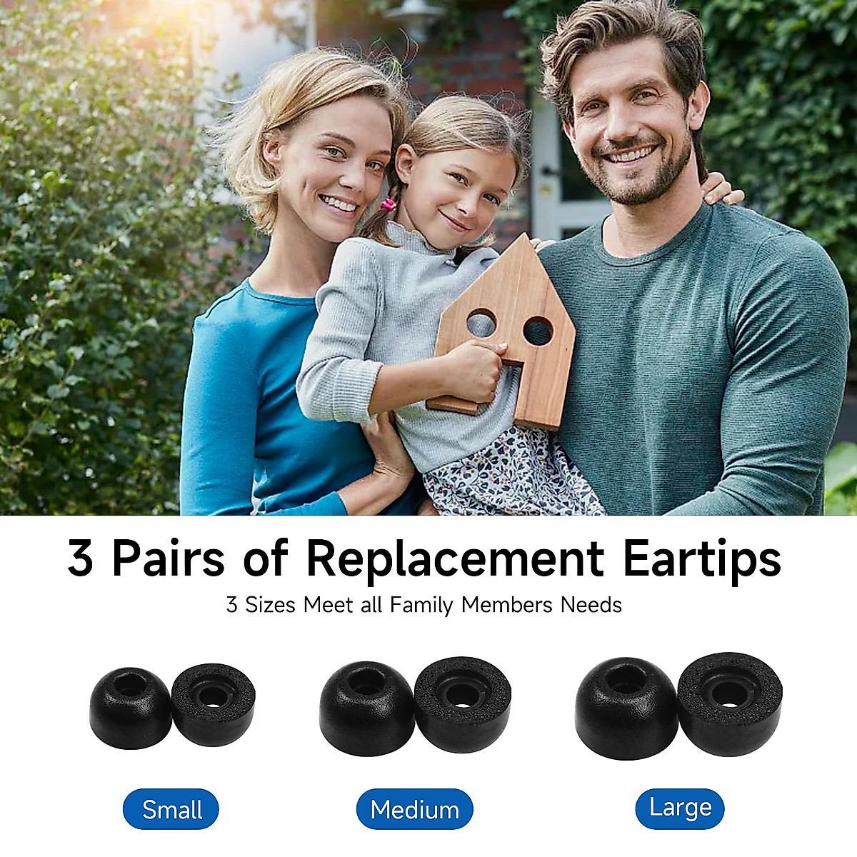 JDHDL for Sony WF-1000XM5 Case Cover with Replacement Ear Tips(S/M/L), Protective Silicone Case for Sony WF-1000XM5 with 3 Pairs Eartips (Black)