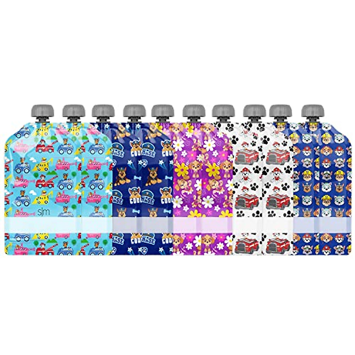 Simple Modern Viacom Nickelodeon Reusable Baby Food Pouches for Toddlers | BPA Free Plastic refillable freezer safe squeeze pouch | 10 pack | 5oz | Paw Patrol