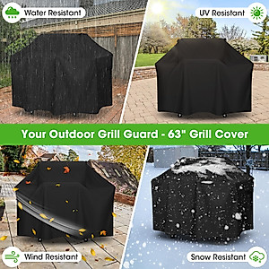 Mightify 63 Inch Grill Cover, Outdoor Gas Grill BBQ Cover Heavy Duty Waterproof and Fade Resistant Compatible with Weber Genesis 300 Series Grills, Compared to Weber 7757