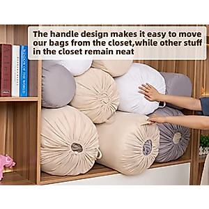 ECOWAN LIVING 26Gal Extra Large Cylindrical Comforter Quilt Blanket Pillow Storage Bag, Closet Organizer Storage Container, Reusable Drawstring Packing Bag, Durable, Moistureproof(White, XL, 2 bag)