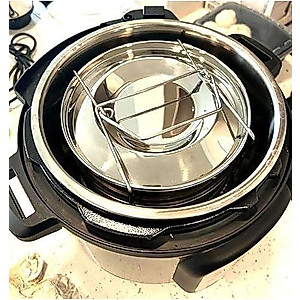 EasyShopForEveryone Stainless Steel 3 Tier Stackable Insert Pans, Compatible with 6 Qt Instant Pot, Pot-in-Pot, Baking Pans for Flan, Layer Cake