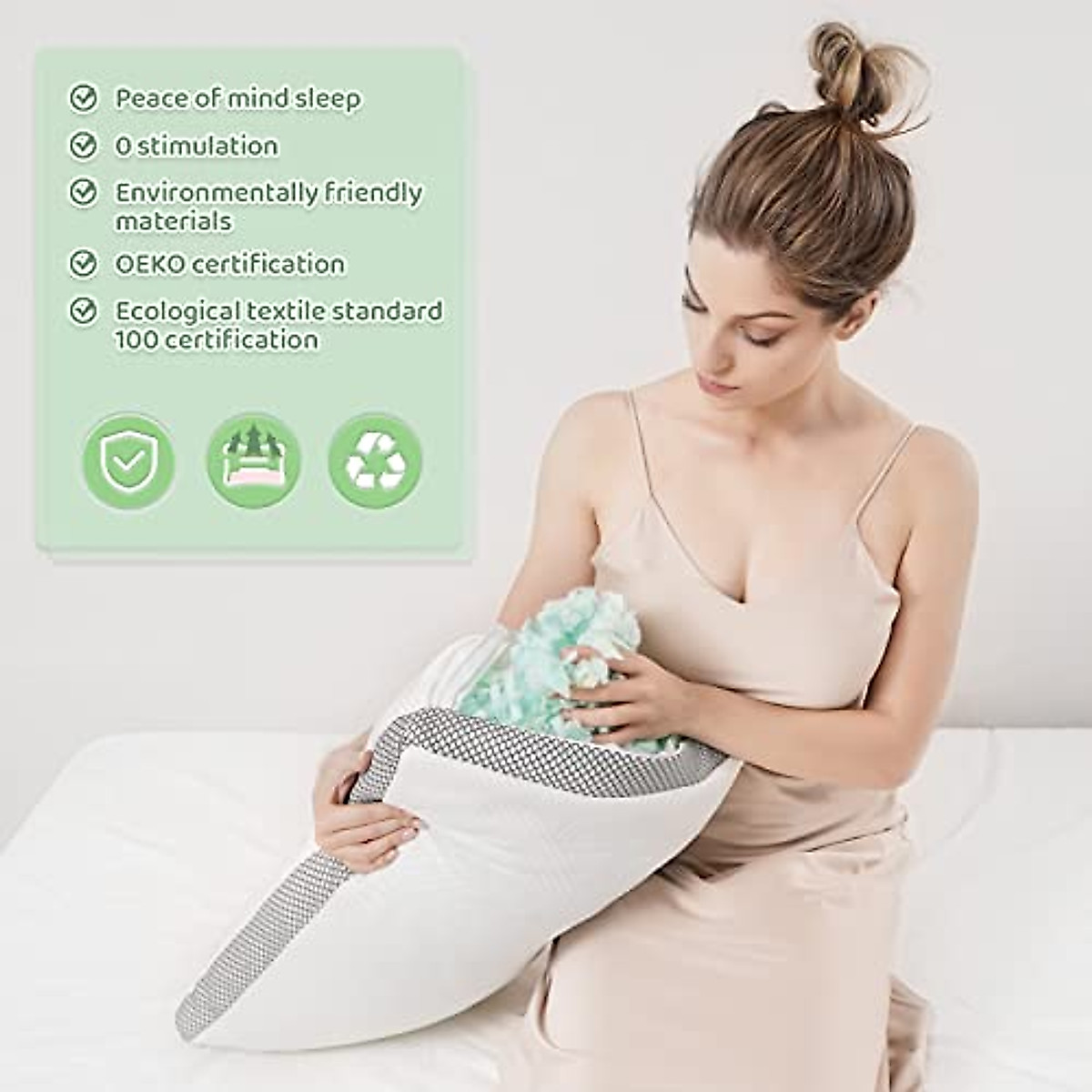 4R Pllows Standard Size Set of 2 - Cooling Bed Pillow for Sleeping - Bamboo Shredded Memory Foam Pillows - Firm and Soft Adjustable Pillow for Back/Stomach/Side Sleepers