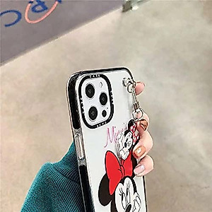 Threesee for iPhone 14 Pro Max Cute Case,Minnie Mouse Cute Cartoon Kawaii Girls Kids Women Slim Gel Rubber Bumper Soft TPU Protective Clear Case with Pendant for iPhone 14 Pro Max 6.7 inch(Minnie)