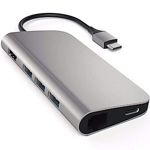Satechi USB C Hub Multiport Adapter, USB C Docking Station with 4K HDMI, 60W USB C PD Charging, 3 USB-A, Ethernet, Micro/SD Card Readers, for MacBook Pro/Air M1 M2 M3, Windows - Space Gray