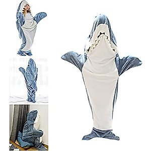Shark Blanket Hoodie,Shark Sleeping Bag,Wearable Blanket Hoodie Super Soft Cozy Flannel for Adult Women Men Shark Gift (L, 75"x35.5")