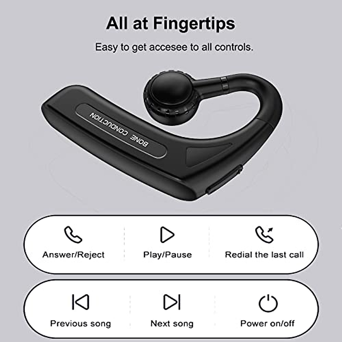 Open Ear Earbud Bluetooth Single Bone Conduction Wireless Headphones with Earhooks Microphone Earphones Waterproof Earpiece for Workout Sports Running Android iPhone Non Ear Plug Green