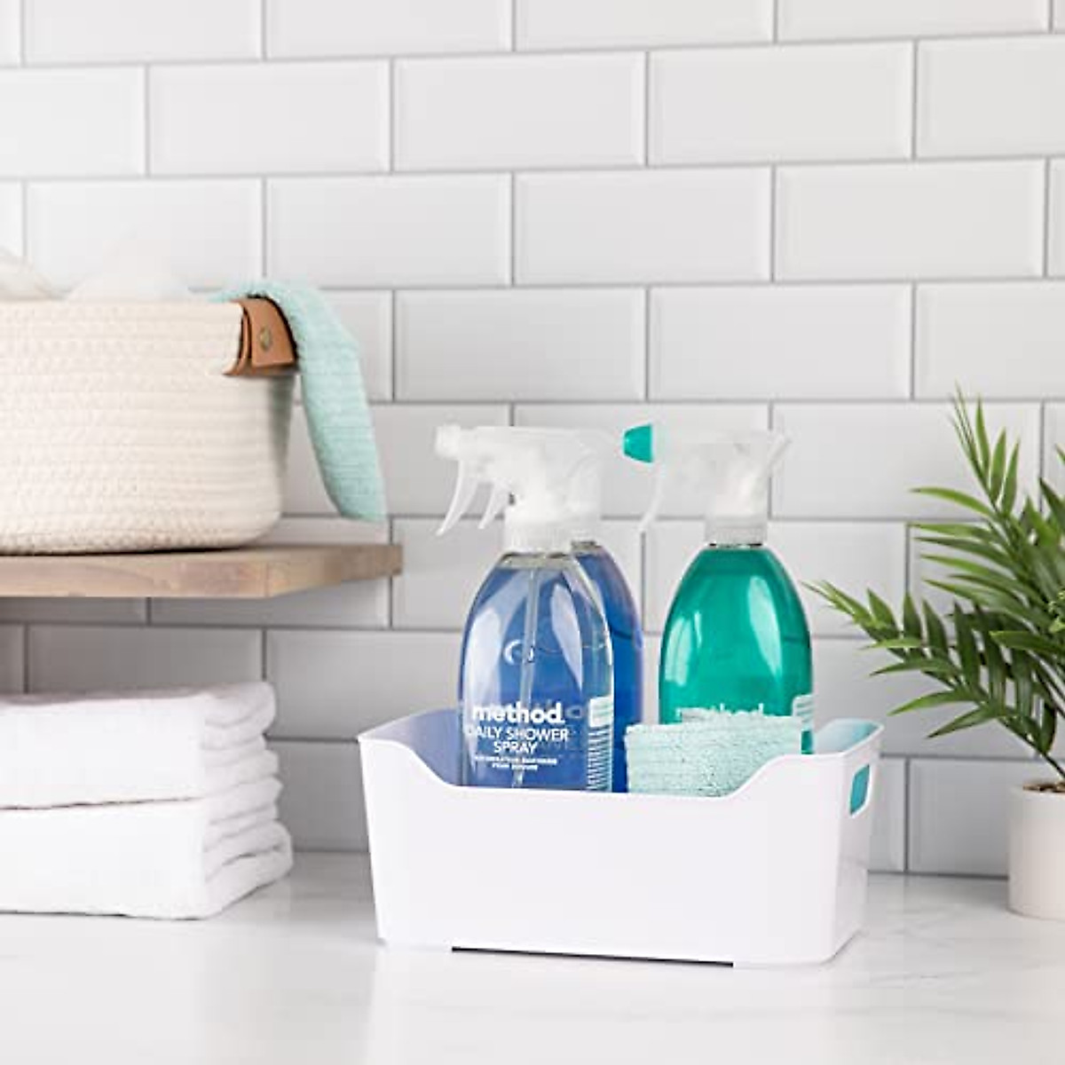 bHome Plastic Storage Bins For Kitchen Organization, Pantry Organization and Storage, Closet Organizers & Storage Containers - Baskets for Organizing Cabinets, Freezer, & Fridge Organizer Bin Set of 2