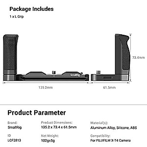 SmallRig L-Shape Grip for FUJIFILM X-T4 Camera Built in Swiss Plate for Arca - LCF2813