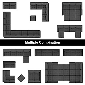 Belffin Fabric Side Armrest for Sectional Modular Couch Armrest Module for Modular Couch Sectional Sofa Dark Grey