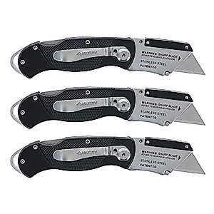 Folding Sure-Grip Lock Back Utility Knives Multi Pack (3 Piece Set: 3 x Husky Knives w/Blades) (Colors Vary) (Multi Pack)