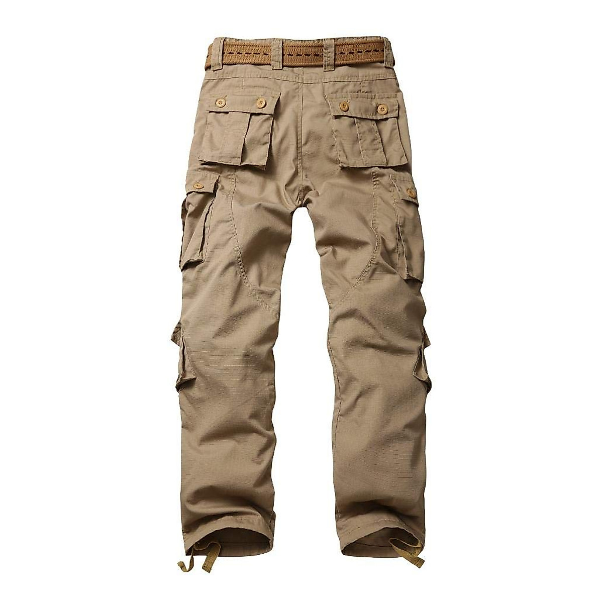 TRGPSG Men's Ripstop Wild Cargo Pants Multi-Pocket Military Army Camo Casual Work Combat Trousers 5335 Khaki 34