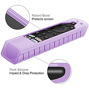 CaseBot Silicone Case for Amazon Insignia Smart HD Fire TV Voice Remote (2019) - Honey Comb Series [Anti Slip] Shockproof Cover Compatible with Element Smart Fire TV Voice Remote, Purple-Glow